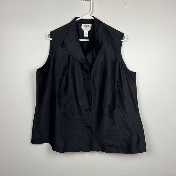 Talbots | Tops | Talbots Womens 0 Pure Silk Black Sleeveless Button Up ...